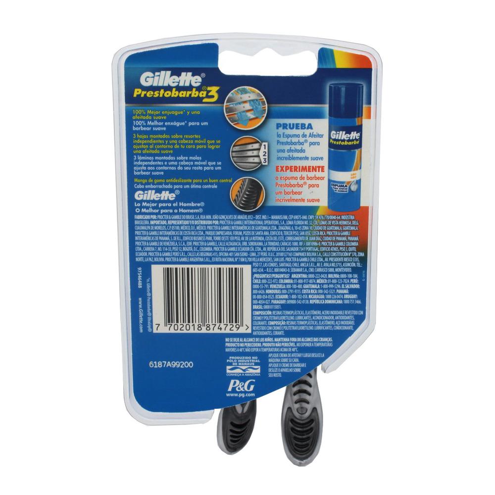 Aparelho De Barbear Gillette Prestobarba 3 Para Pele Sensível Com 2 ...