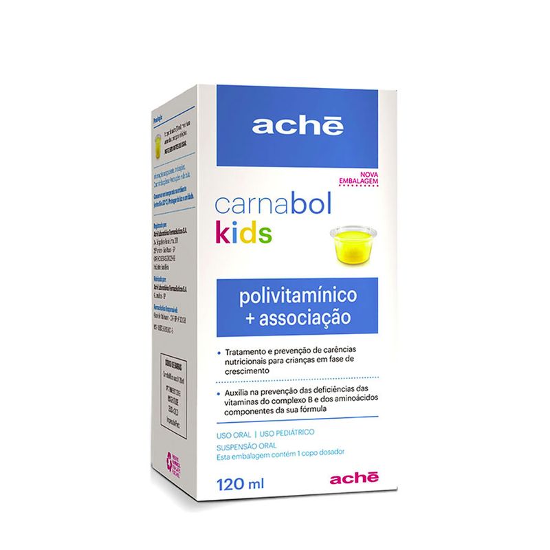 Carnabol Kids Suspensão Oral Frasco Com 120Ml + Copo Medidor (10Ml ...