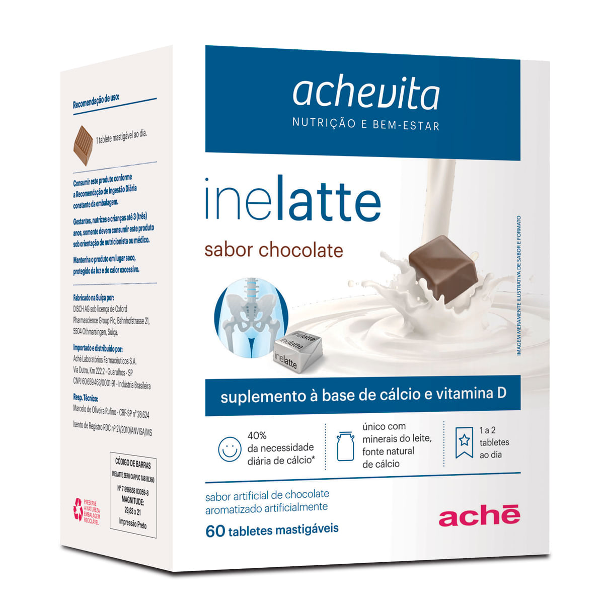 Inelatte Caixa Com 60 Tabletes Mastigáveis (Sabor Chocolate ...