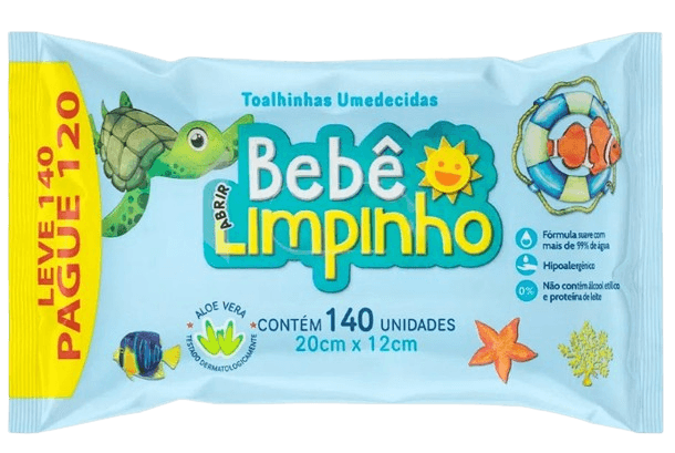 Toalha Umedecida Bebê Limpinho Premium 140 Unidades|Drogafuji - Drogafuji
